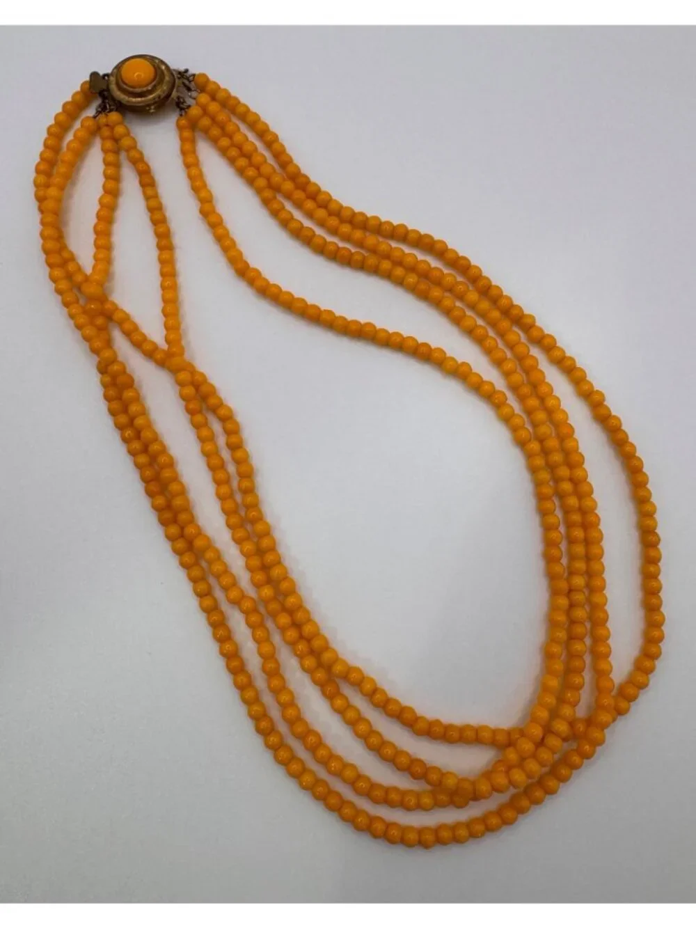 Jewelry | Vintage Austria Glass Bead Necklace Multi Strand Marigold ...